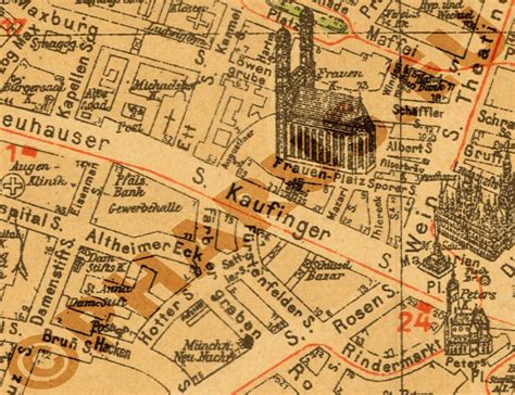 Pharus Pharus Historischer Stadtplan München 1909 Innenstadt