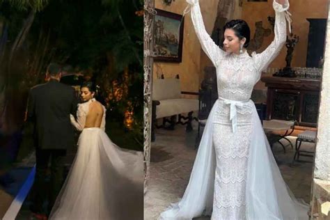 Boda de Nodal y Ángela Así fue el elegante vestido que utilizó