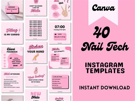 Nail Technician Instagram Posts Instagram Templates Canva Nail Tech