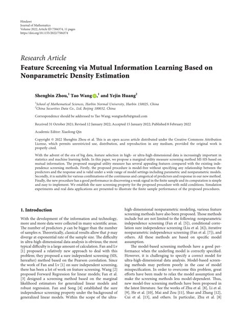 pdf feature screening via mutual information learning based on nonparametric density estimation