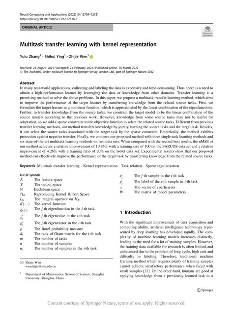 multitask transfer learning with kernel representation request pdf