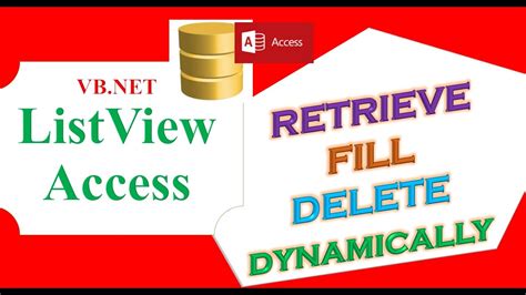 vb access database ep 02 listview select retrieve fill and delete dynamically youtube