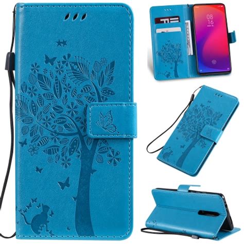 Funda De Cuero Pu Con Tapa Horizontal Con Estampado De Rbol Y Gato Con