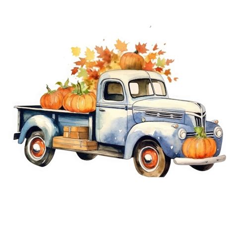Fall Red Pickup Truck Pumpkin Truck Vintage Red Truck Fall Etsy