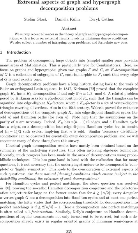 extremal aspects of graph and hypergraph decomposition problems chapter 6 surveys in