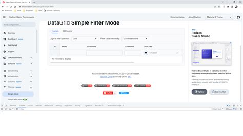 datagrid date column filter exception radzen blazor components radzen