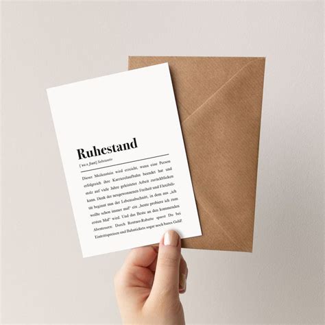 Ruhestand Definition Grußkarte mit Umschlag
