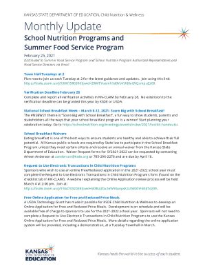 Fillable Online February 2021 SNP SFSP Update School Nutrition