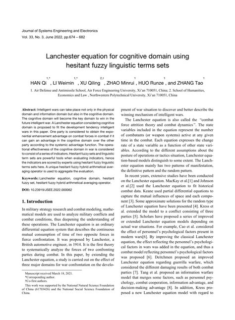 pdf lanchester equation for cognitive domain using hesitant fuzzy linguistic terms sets