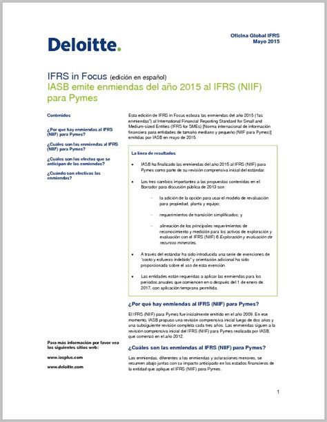 IFRS in Focus edición en español IASB emite enmiendas del año 2015