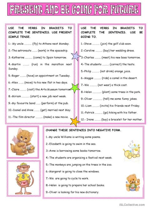 FUTURE PRESENT AND BE GOING TO English ESL Worksheets Pdf Doc