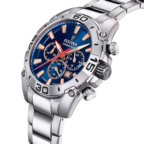 Festina Chrono Bike herrklocka stål blå 45mm