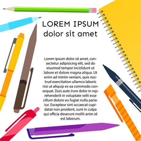 Fondo Con El Cuaderno Las Plumas Los Lápices Y El Lugar Para Su Texto