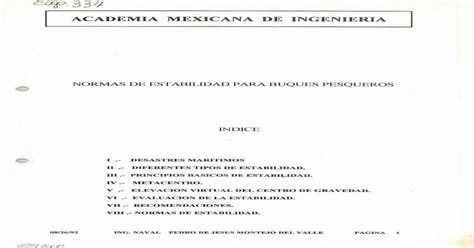 Normas De Estabilidad Para Buques Pesqueros PDF Document