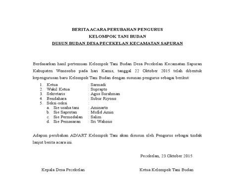 Contoh Berita Acara Susunan Pengurus Delinewstv