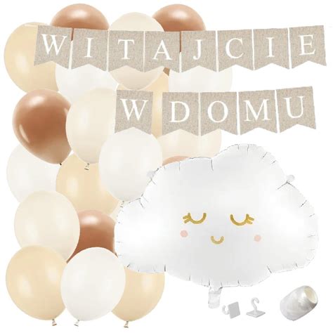 ZESTAW balonów WITAJCIE W DOMU kraft chmurka balony brązowe WITAJ