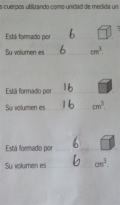 Calcula El Volumen De Los Siguientes Cuerpos Utilizando Como Unidad De