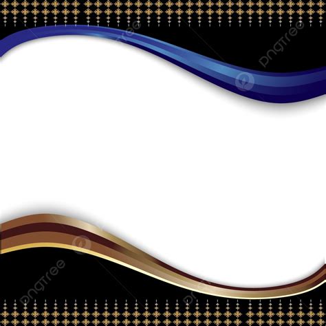 Vector Blue And Black Wave Strips Golden Thai Pattern Border Frame