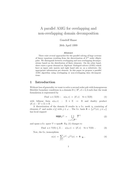 pdf a parallel amg for overlapping and non overlapping domain decomposition