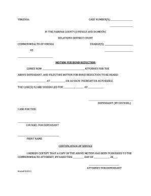 Motion For Bond Reduction Forms Fairfaxcounty Fill And Sign