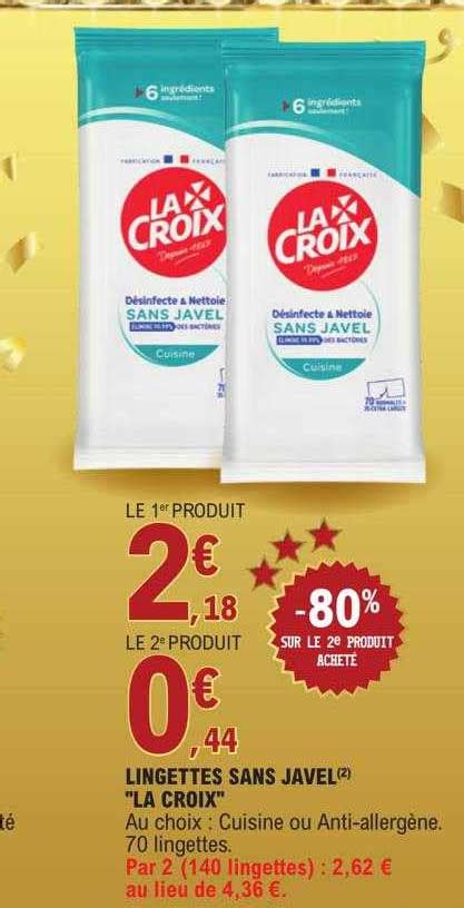 Promo Lingettes Sans Javel La Croix Chez E Leclerc ICatalogue Fr