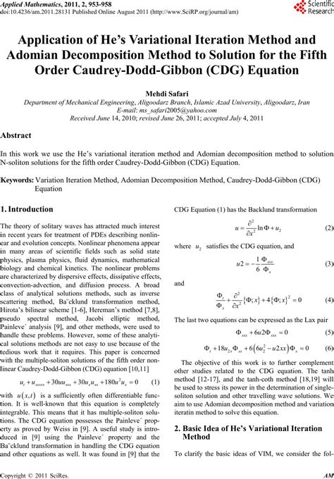 application of he s variational iteration method and adomian decomposition method to solution