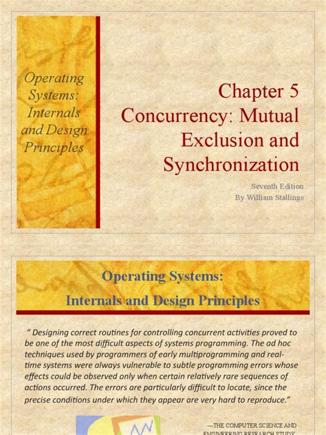 concurrency mutual exclusion and synchronization operating systems internals and design