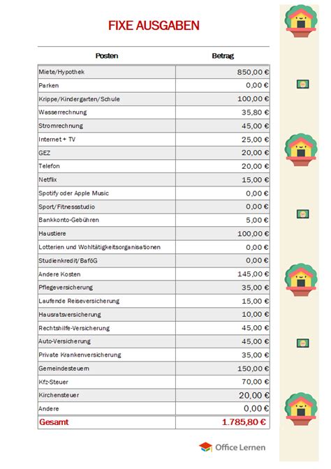 Excel Kostenlose Haushaltsbuch Vorlagen Office Lernen