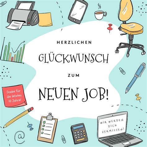 Glückwunschkarte Neuer Job blaue Scribbles Send a Smile