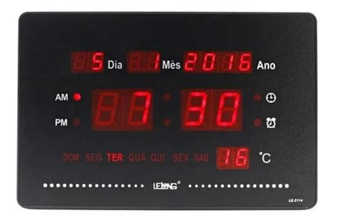 Relógio Parede Mesa Digital Calendário Termômetro Alarme LELONG