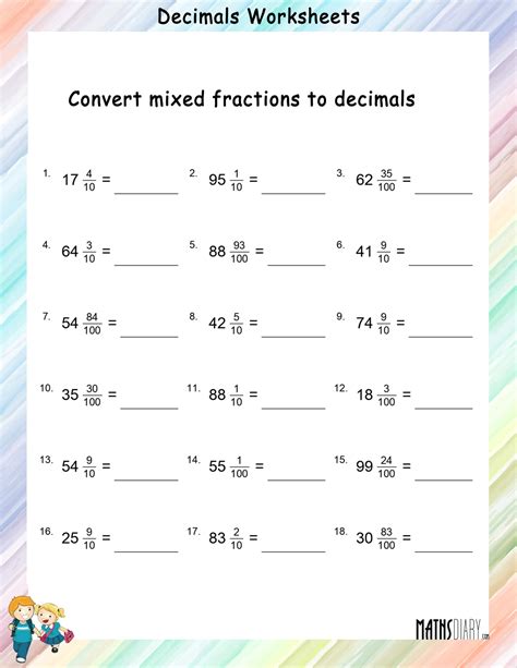 Free Printable Fractions To Decimals Worksheets PDF Brighterly