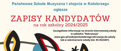 Rekrutacja na rok szkolny 2024 2025 Państwowa Szkoła Muzyczna I