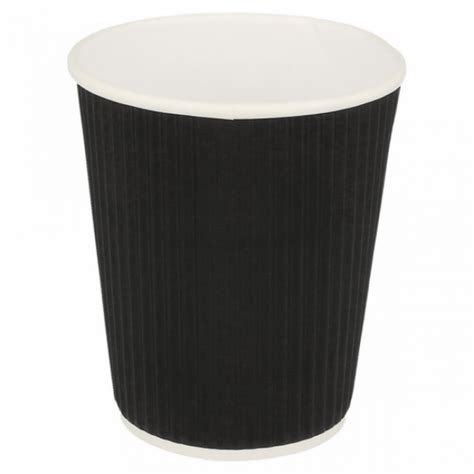 Gobelet double paroi ondulé 360 ml noir en carton boissons chaudes