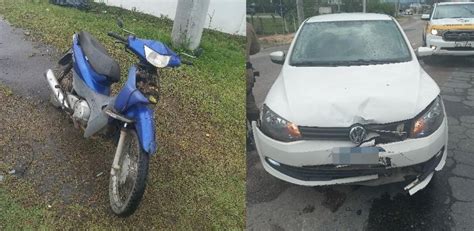 Mulher fica ferida após colidir moto carro em Bateas na SC 108 em