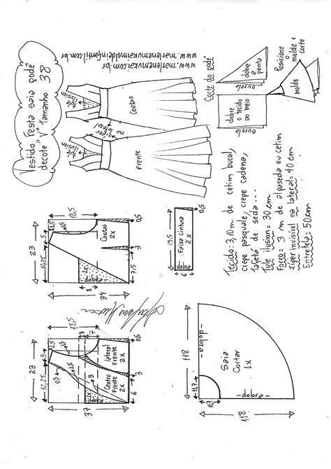 Vestido Festa godê decote V DIY molde corte e costura