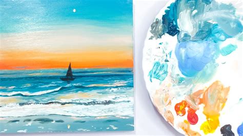Acrylic Seascape Painting Acrylic Painting Tutorial For Beginners