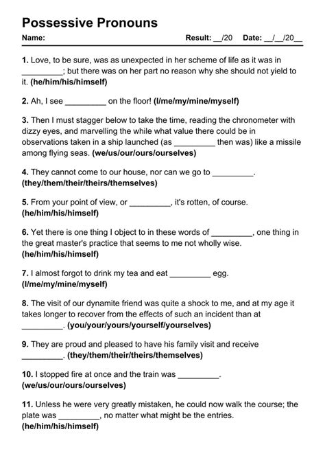 Printable Possessive Pronouns Pdf Worksheets With Answers Grammarism