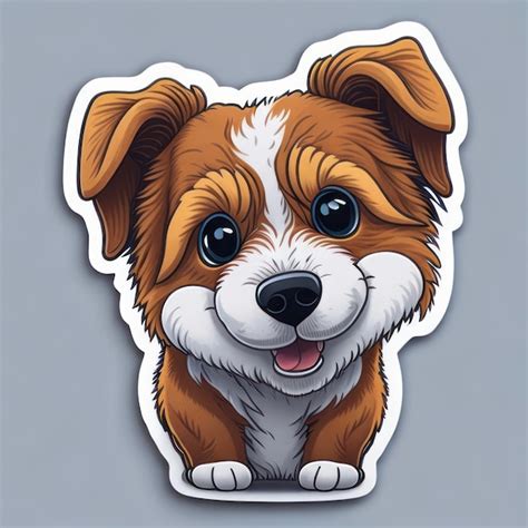 Un perro de dibujos animados con ojos grandes está sobre un fondo gris