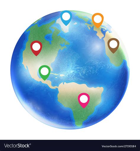 Gps Icon On A Planet Earth Globe Royalty Free Vector Image