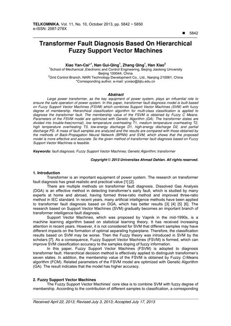 pdf transformer fault diagnosis based on hierarchical fuzzy support vector machines