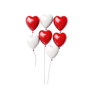 Concepto Del Día De San Valentín Globos De Corazones Blancos Y Rojos