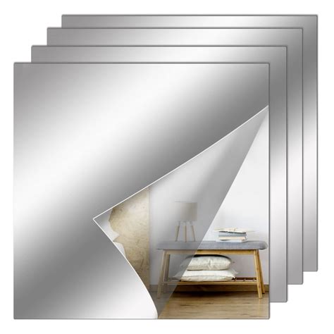 1 X Brand New Fowecelt Acrylic Mirror Tiles Stick 4pcs 30 X 30 Cm Mi