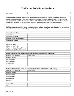 Patriot Act Form Fill Online Printable Fillable Blank PdfFiller