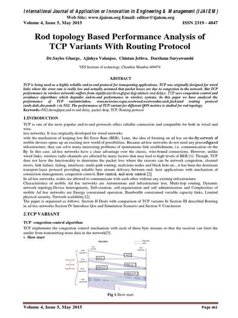 rod topology based performance analysis of tcp variants with routing protocol pdf