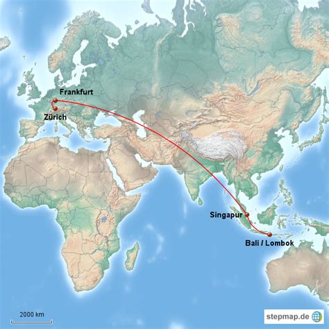 Zürich Frankfurt Singapur Bali von ivanneyer Landkarte für Deutschland