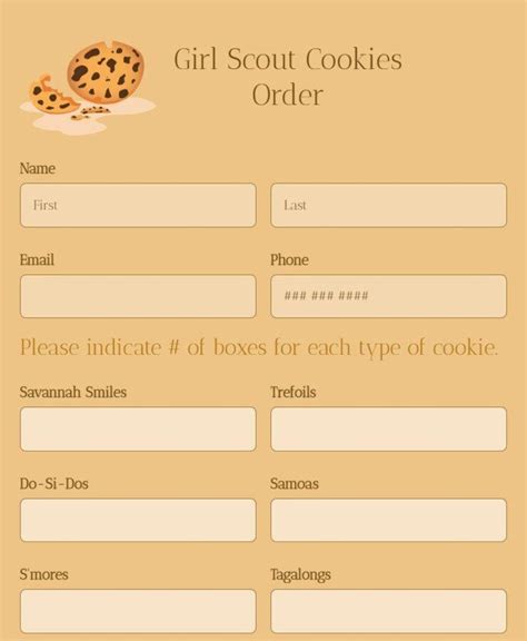 Girl Scout Cookies Order Form Template 123FormBuilder
