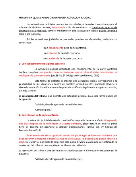 Actuaciones judiciales Así las actuaciones judiciales o procesales