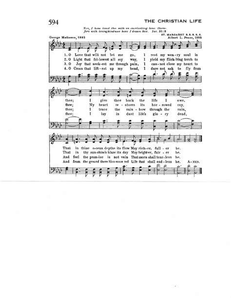 O Love That Wilt Not Let Me Go Legacy Baptist Church