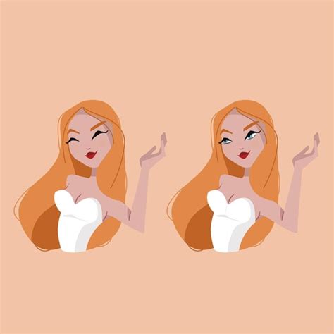 別の表現でかわいいセクシーな赤毛の女の子 プレミアムベクター
