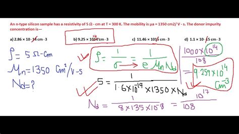 An n type silicon sample has a resistivity of 5 Ωat T 300 K The